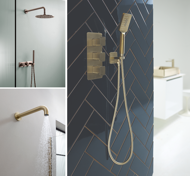 Luxury Brushed Gold Showers and Valves | Shower fittings