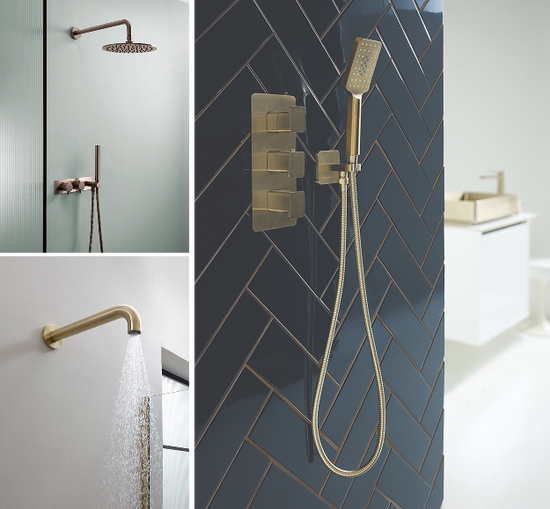 Luxury Brushed Gold Showers and Valves | Shower fittings
