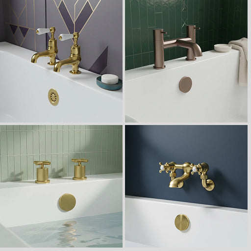 Brushed Gold Freestanding Bath Taps | Brass Luxury Bathroom Taps